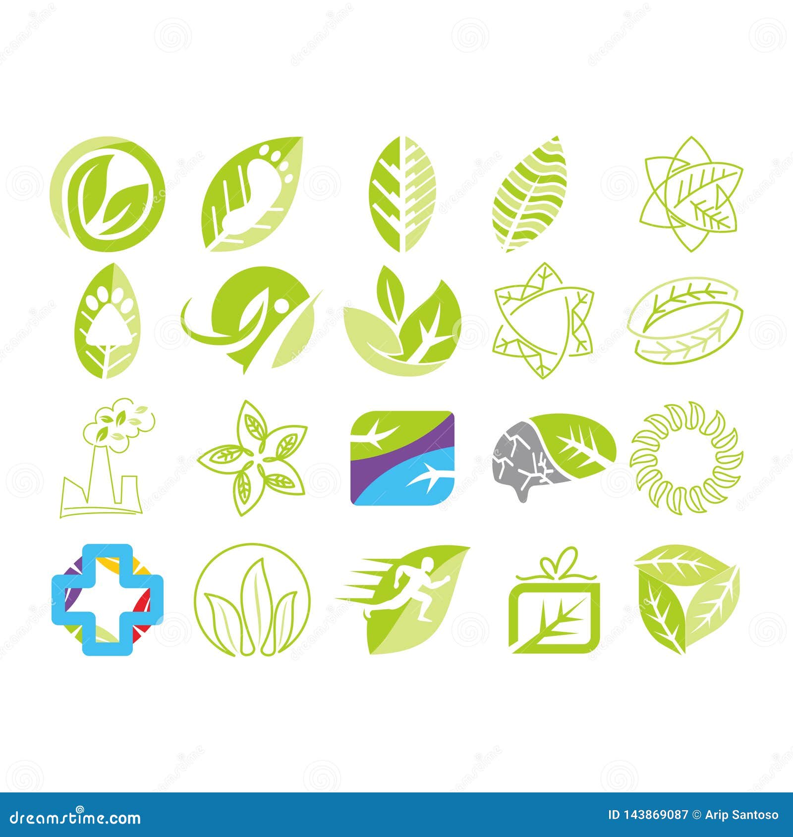 Folha Logo Design Vetora Template Set Ilustração do Vetor - Ilustração ...