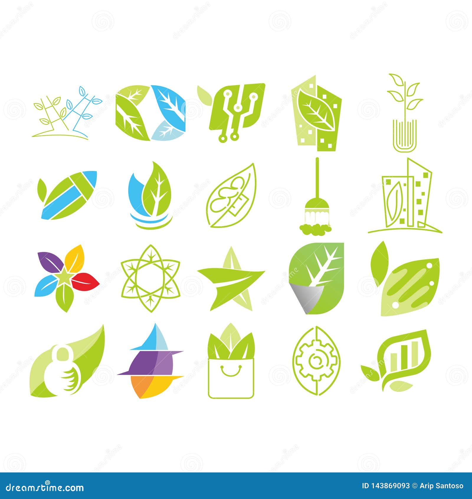 Folha Logo Design Vetora Template Set Ilustração do Vetor - Ilustração ...