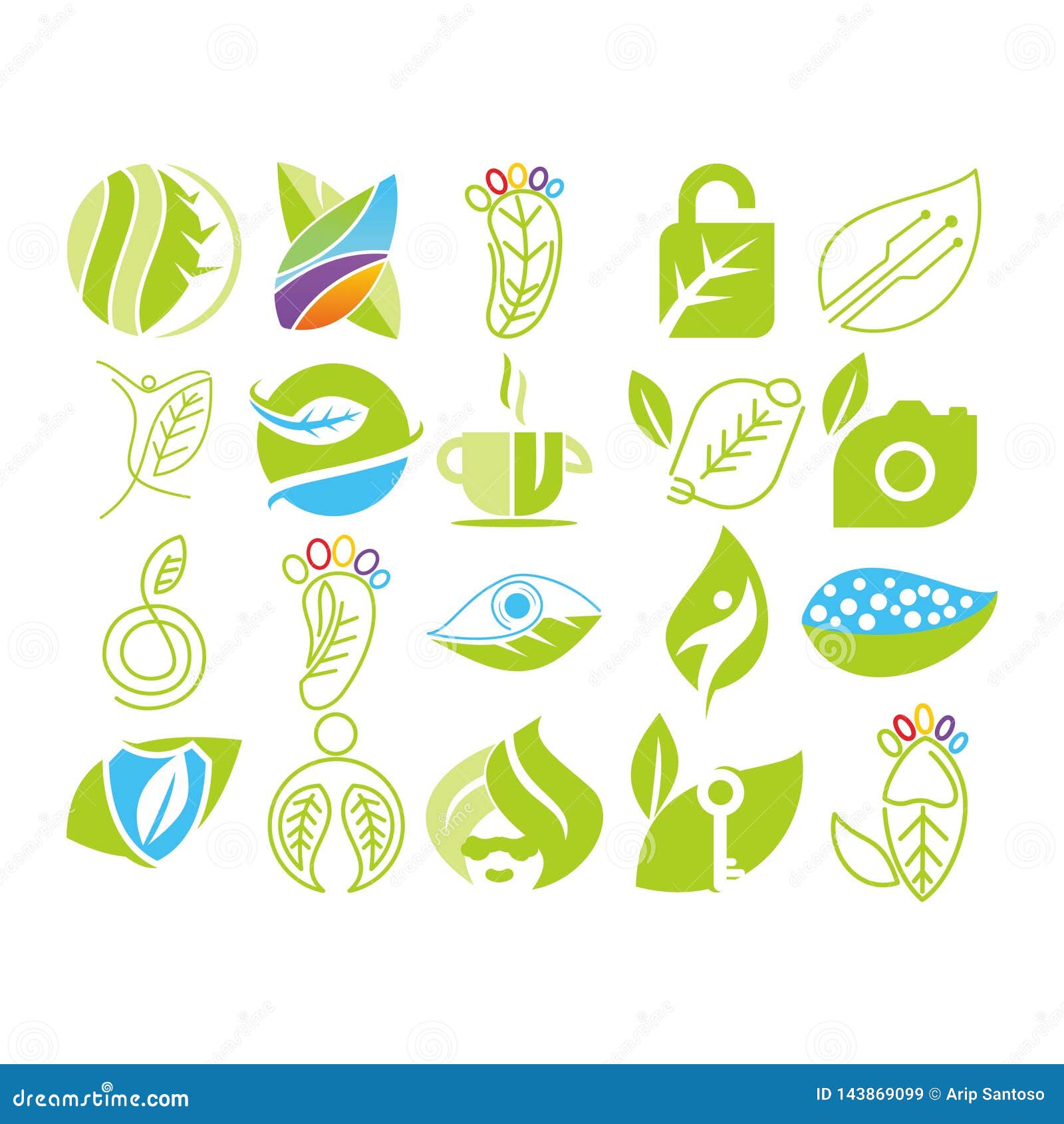 Folha Logo Design Vetora Template Set Ilustração do Vetor - Ilustração ...