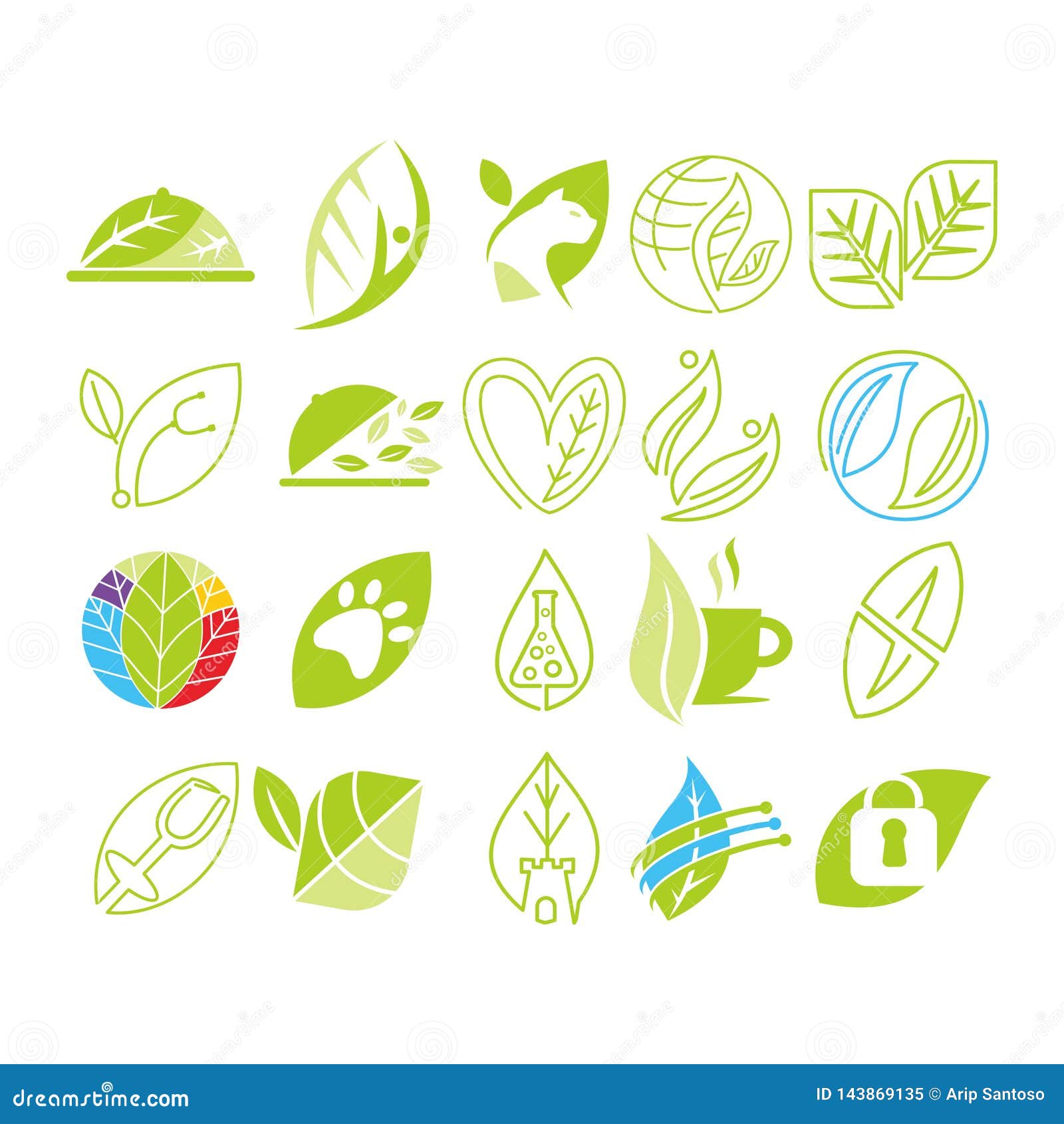 Folha Logo Design Vetora Template Set Ilustração do Vetor - Ilustração ...