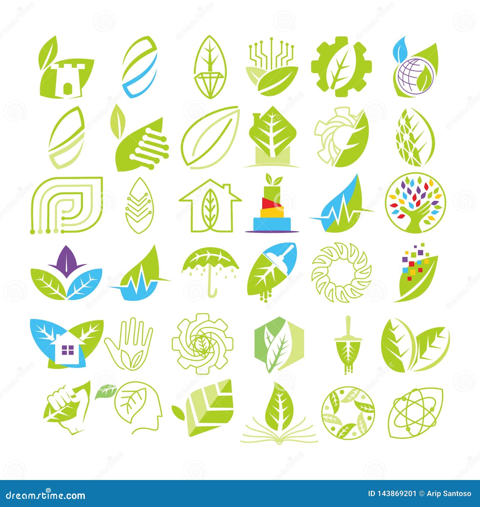 Folha Logo Design Vetora Template Set Ilustração do Vetor - Ilustração ...