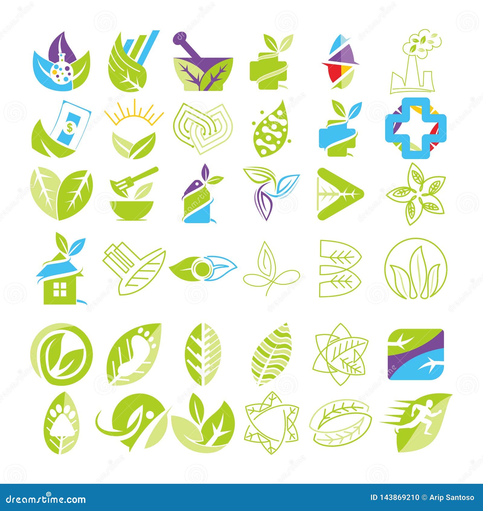 Folha Logo Design Vetora Template Set Ilustração do Vetor - Ilustração ...