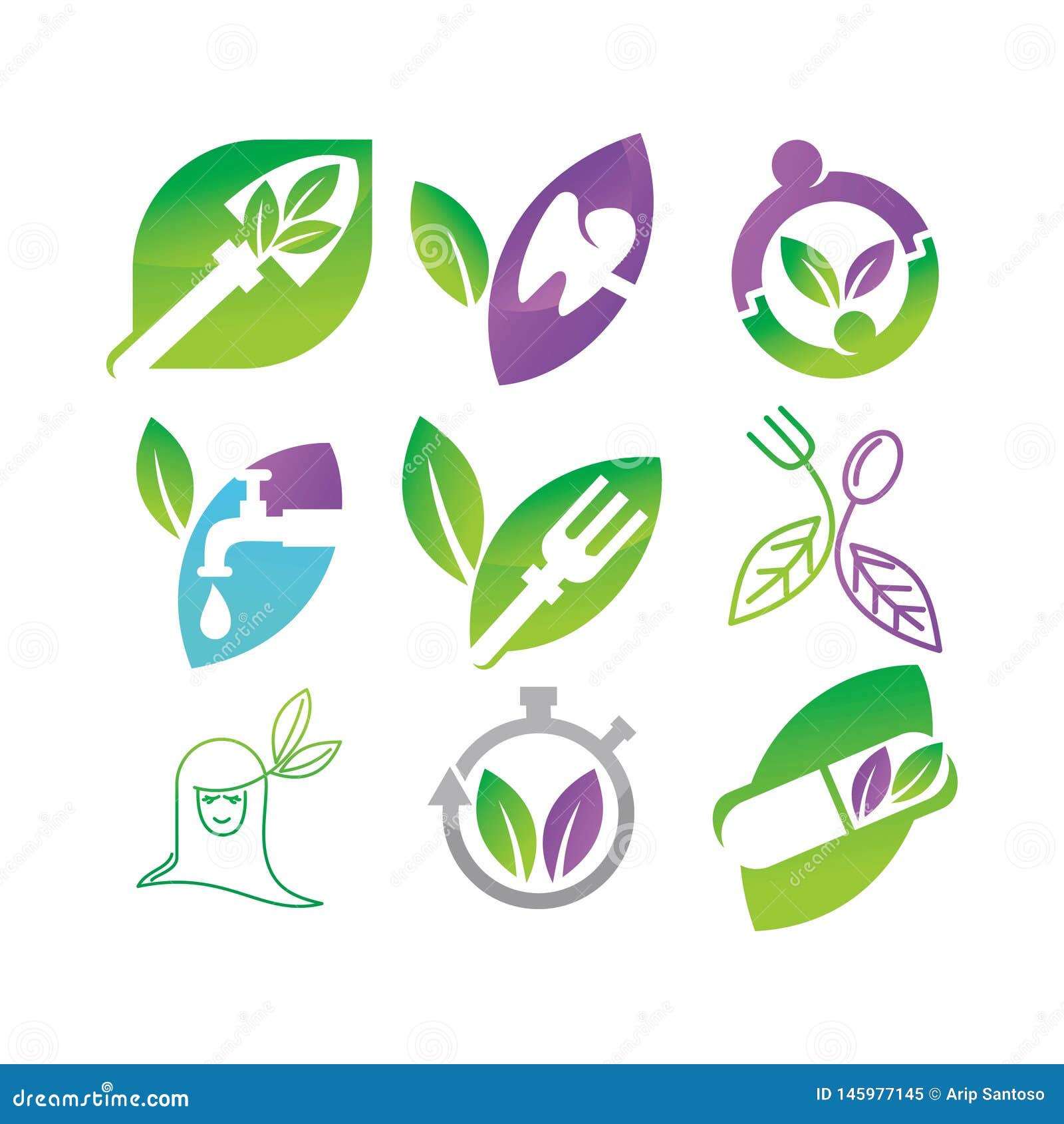 Folha Logo Design Vetora Template Set Ilustração do Vetor - Ilustração ...