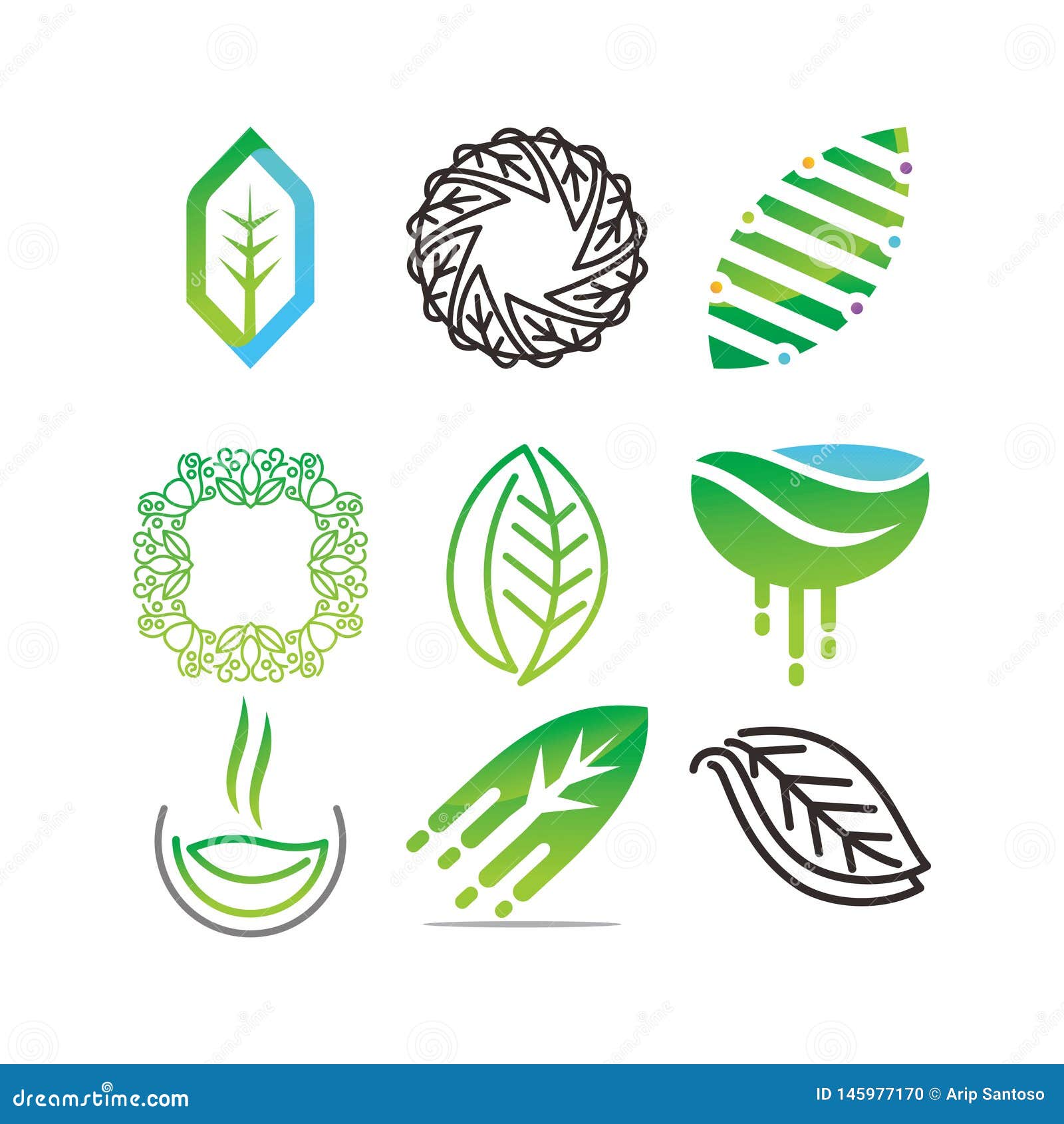 Folha Logo Design Vetora Template Set Ilustração do Vetor - Ilustração ...