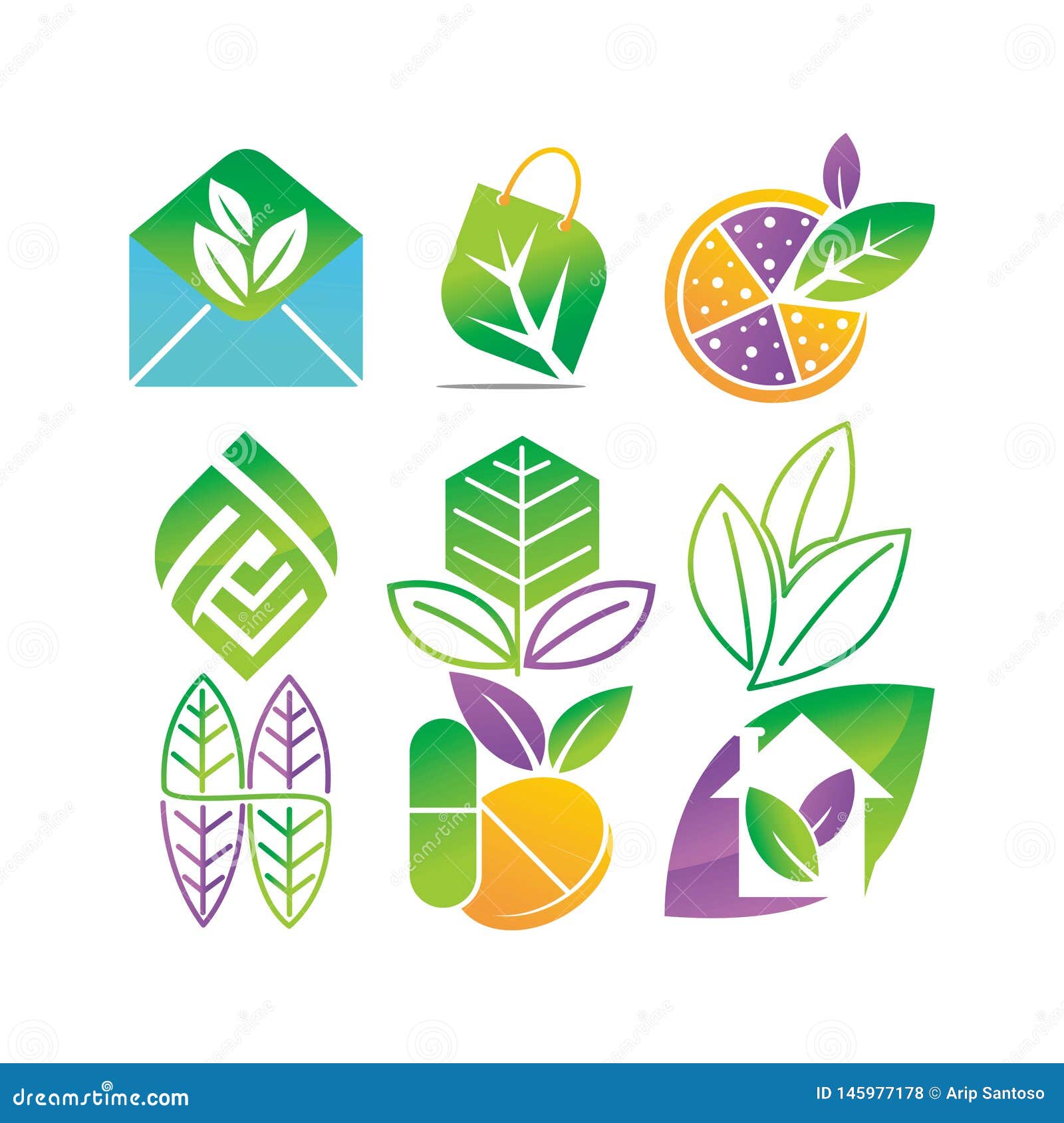 Folha Logo Design Vetora Template Set Ilustração do Vetor - Ilustração ...