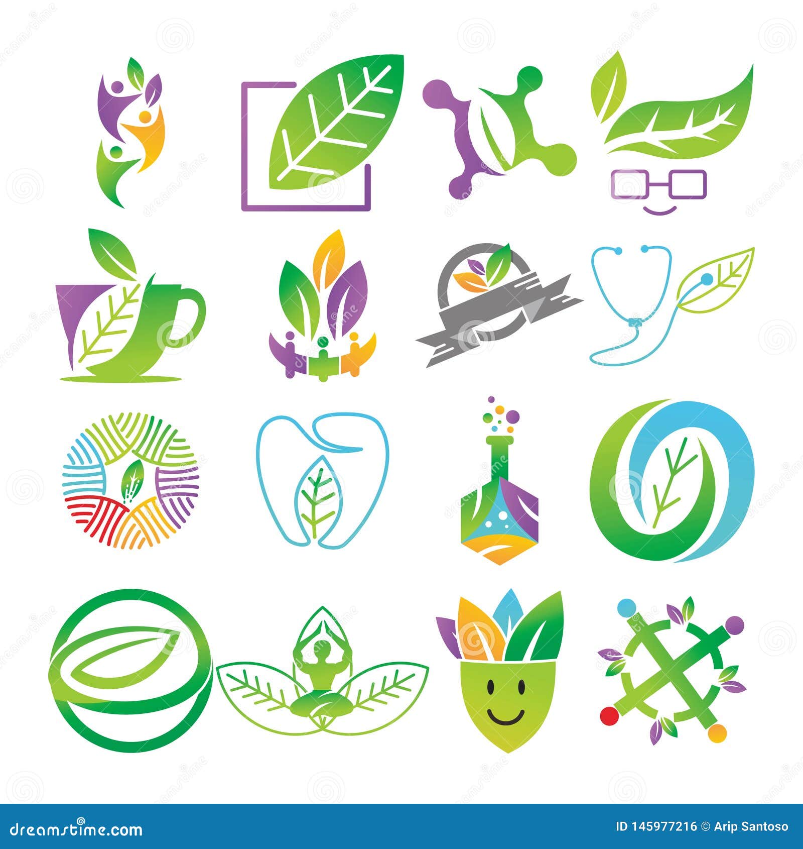 Folha Logo Design Vetora Template Set Ilustração do Vetor - Ilustração ...