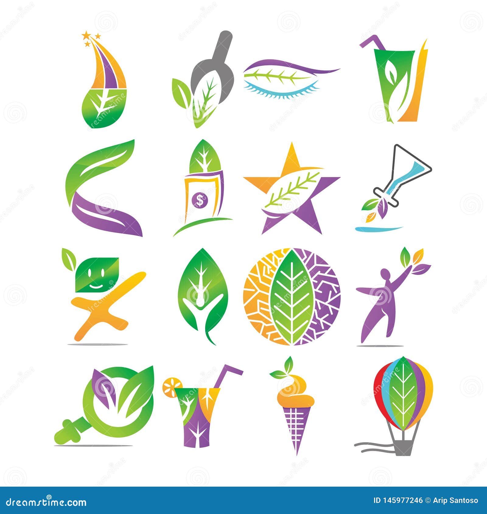 Folha Logo Design Vetora Template Set Ilustração do Vetor - Ilustração ...