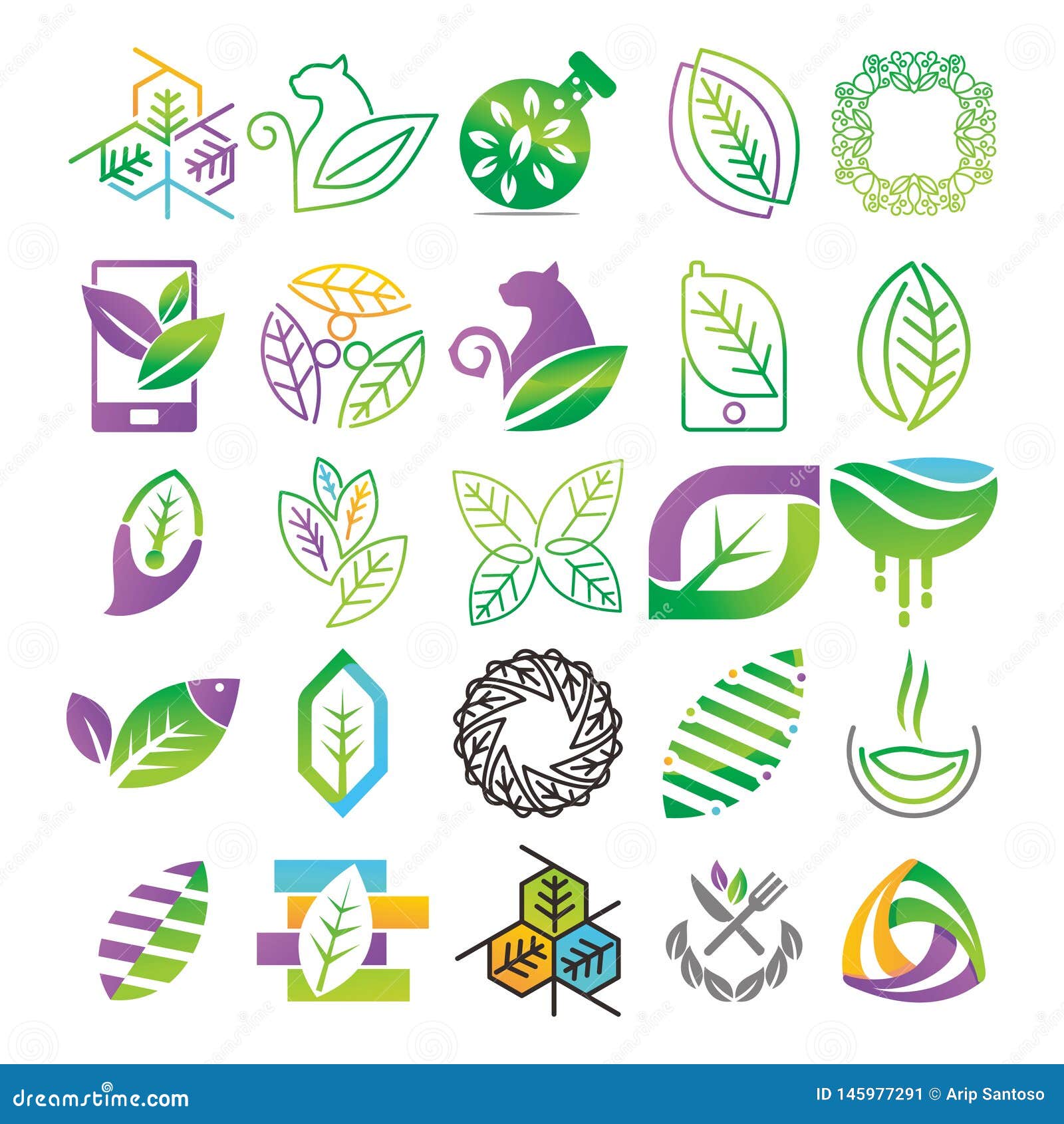 Folha Logo Design Vetora Template Set Ilustração do Vetor - Ilustração ...