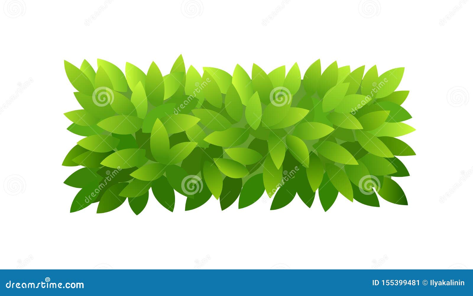 Foliage Bush Of Green Leaves. Horizontal Rectangular Long Banner. Green ...