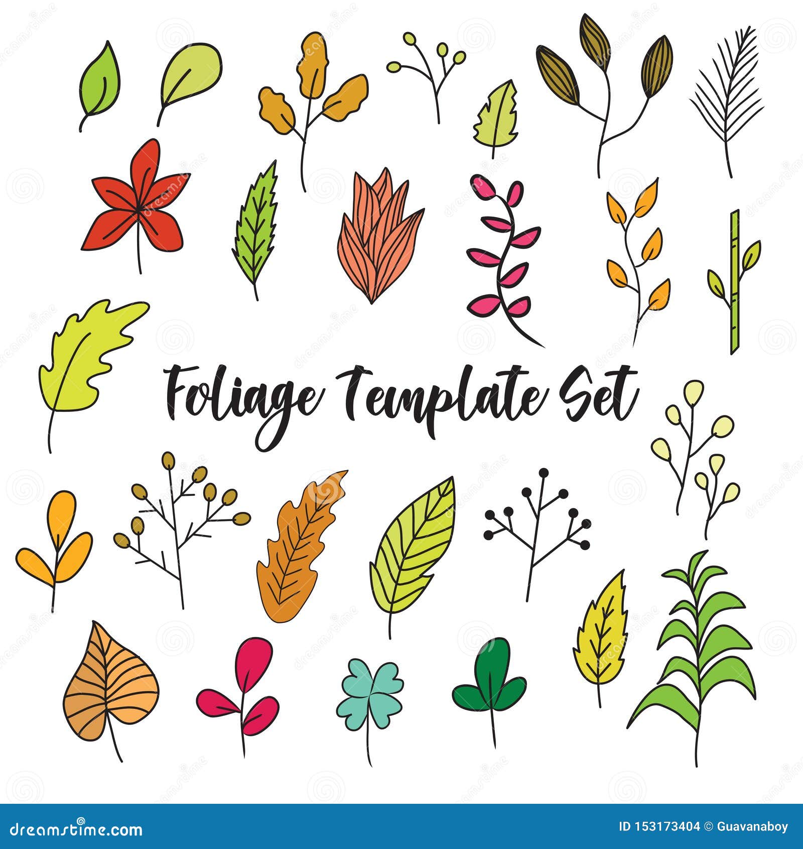 Foliage Doodle Template, Foliage Simple Vector, Nature and Flower Stock ...