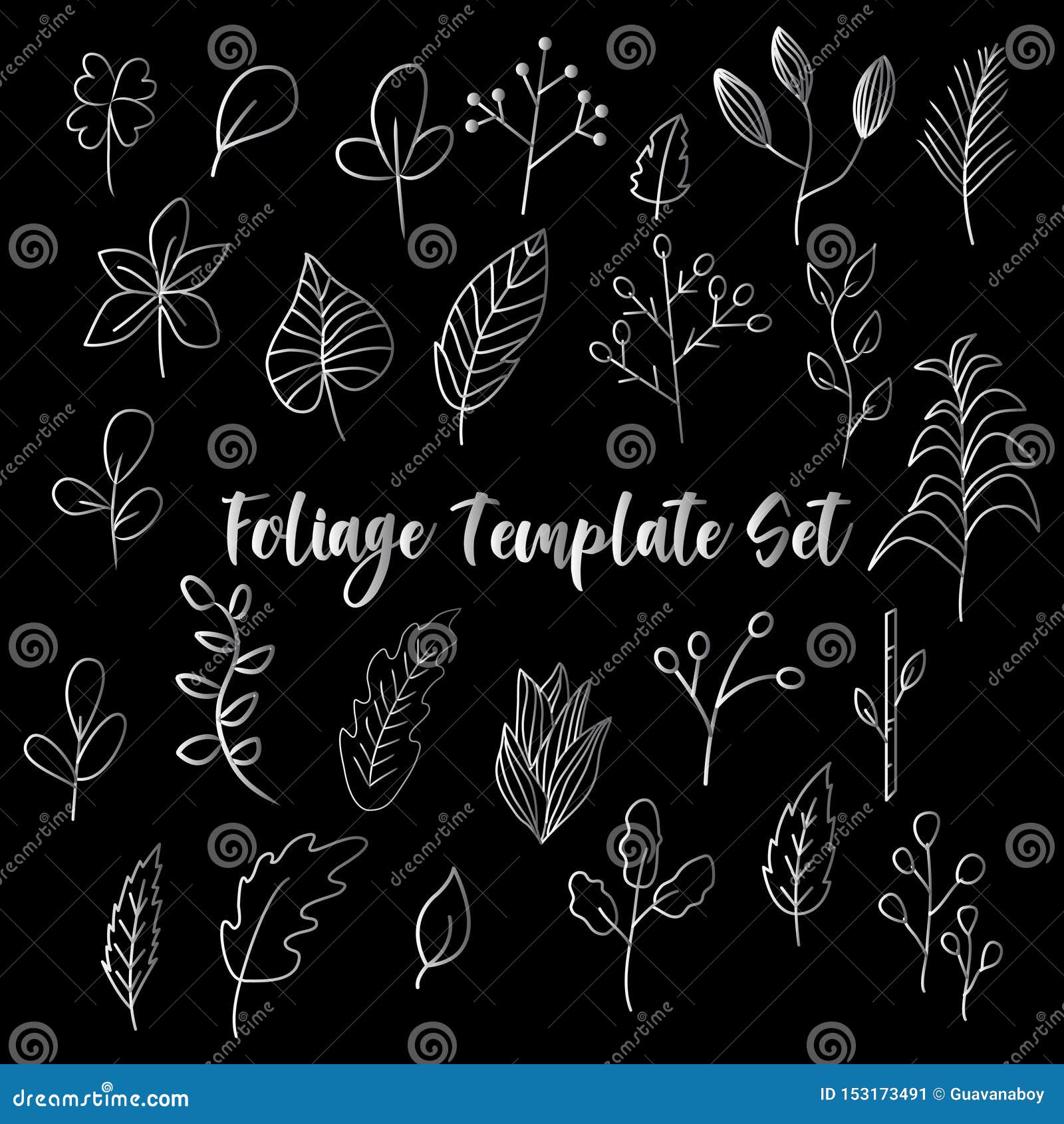 Foliage Doodle Template, Foliage Simple Vector, Nature and Flower Stock ...