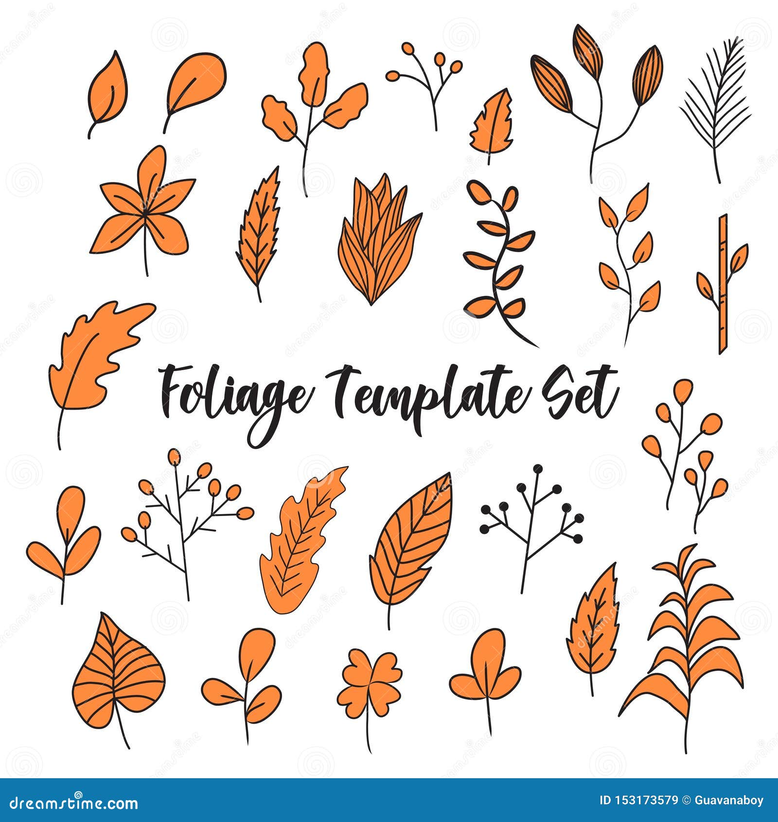 Foliage Doodle Template, Foliage Simple Vector, Nature and Flower Stock ...