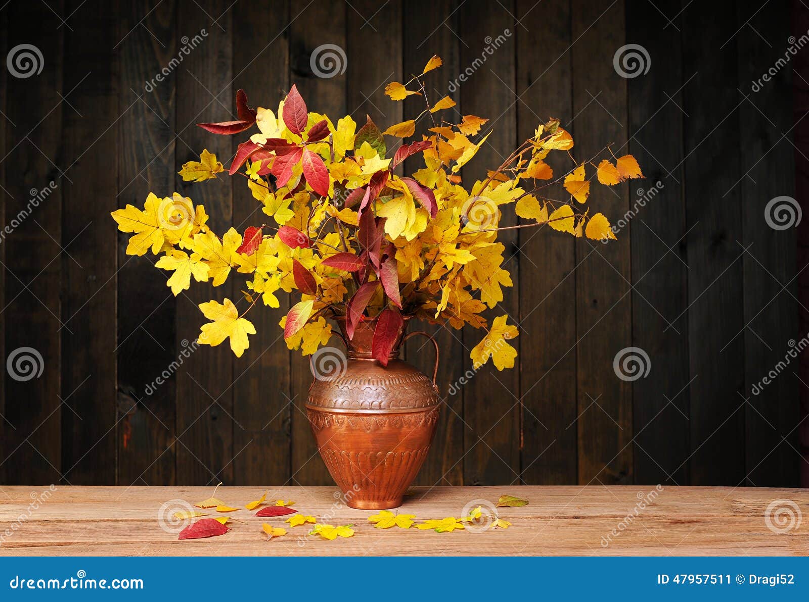 Foliage in a metal vase stock image. Image of forest - 47957511