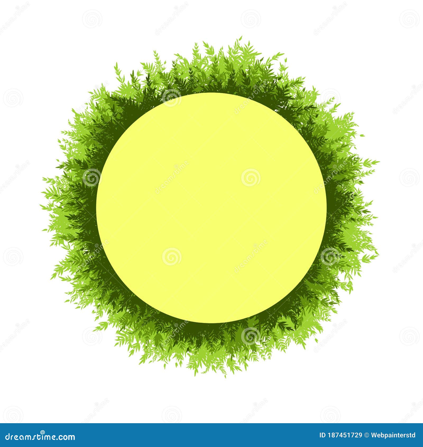 Foliage Round Frame. Vector is Isolated on a White Background. Leaves ...