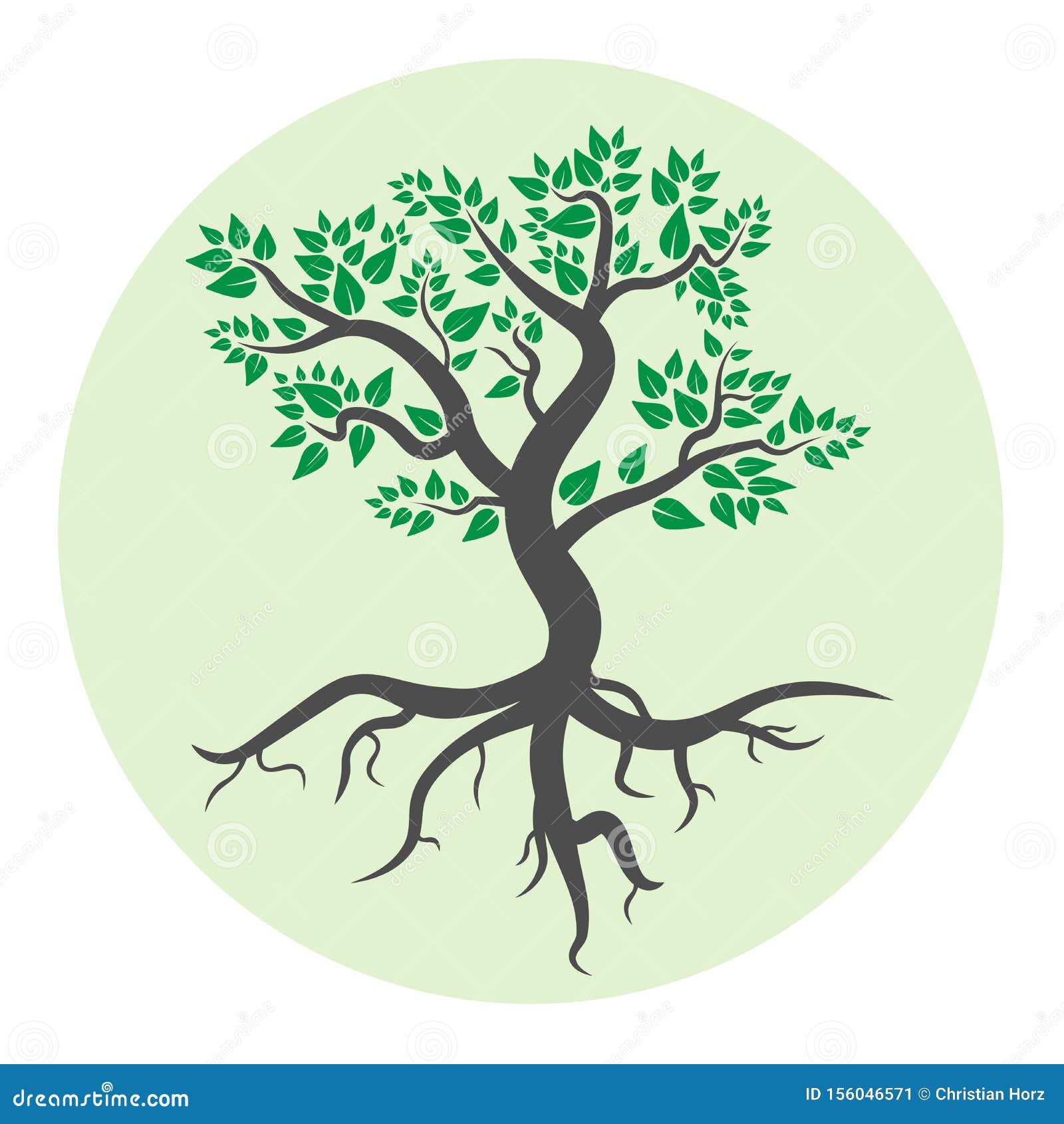 Foliage Tree with Roots Symbol or Icon Stock Vector - Illustration of ...