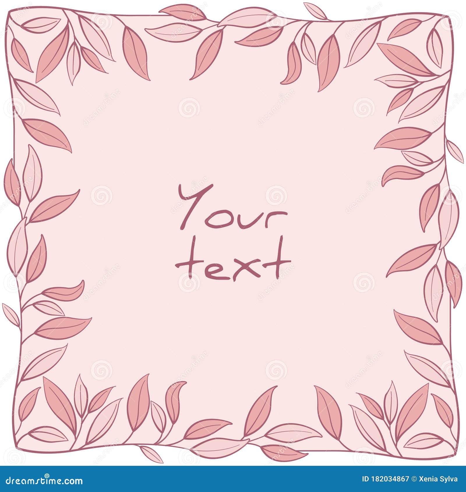 Foliate Frame; Square Frame with Pink Leaves; Unusual Frame. Stock ...