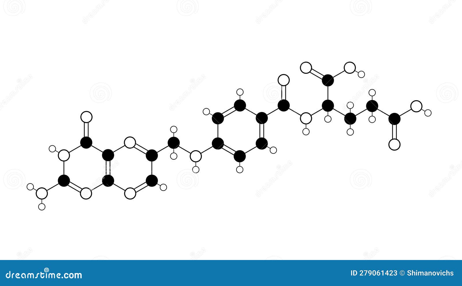 Folic Acid Molecule, Structural Chemical Formula, Ball-and-stick Model ...
