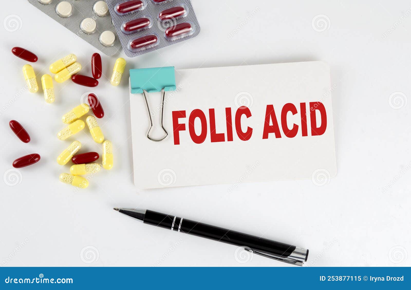 Folic Acid Text Written In A Card With Pills Medical Concept Stock Image Image Of Concept