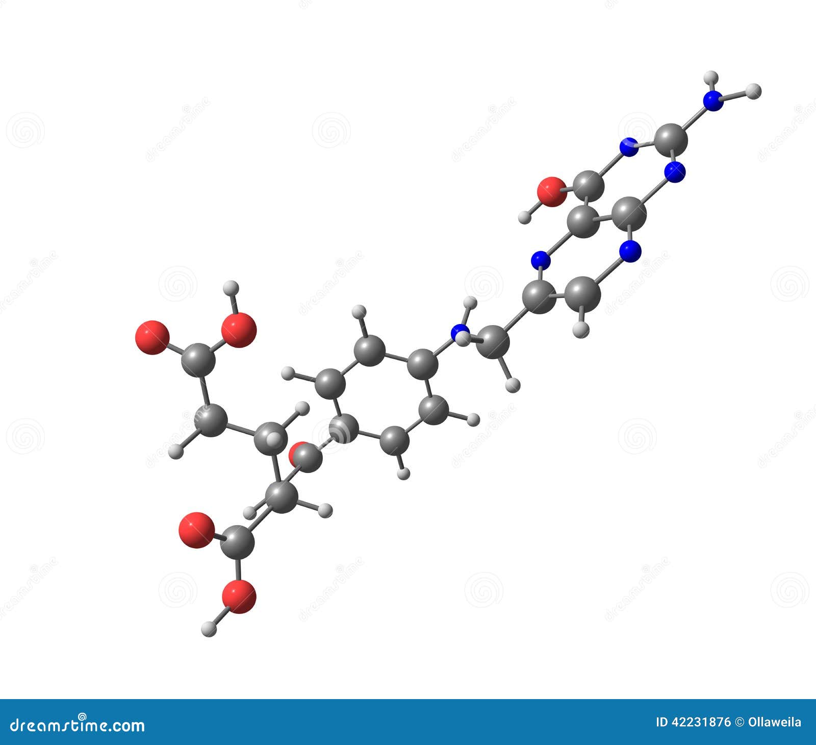 Folic Acid (vitamin M, Vitamin B9) Molecular Structure on White ...