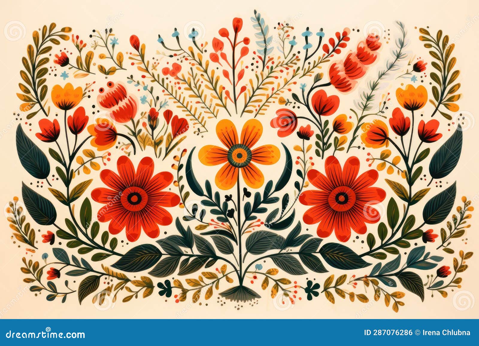 Folk Art Pattern, Illustration Stock Illustration - Illustration of ...