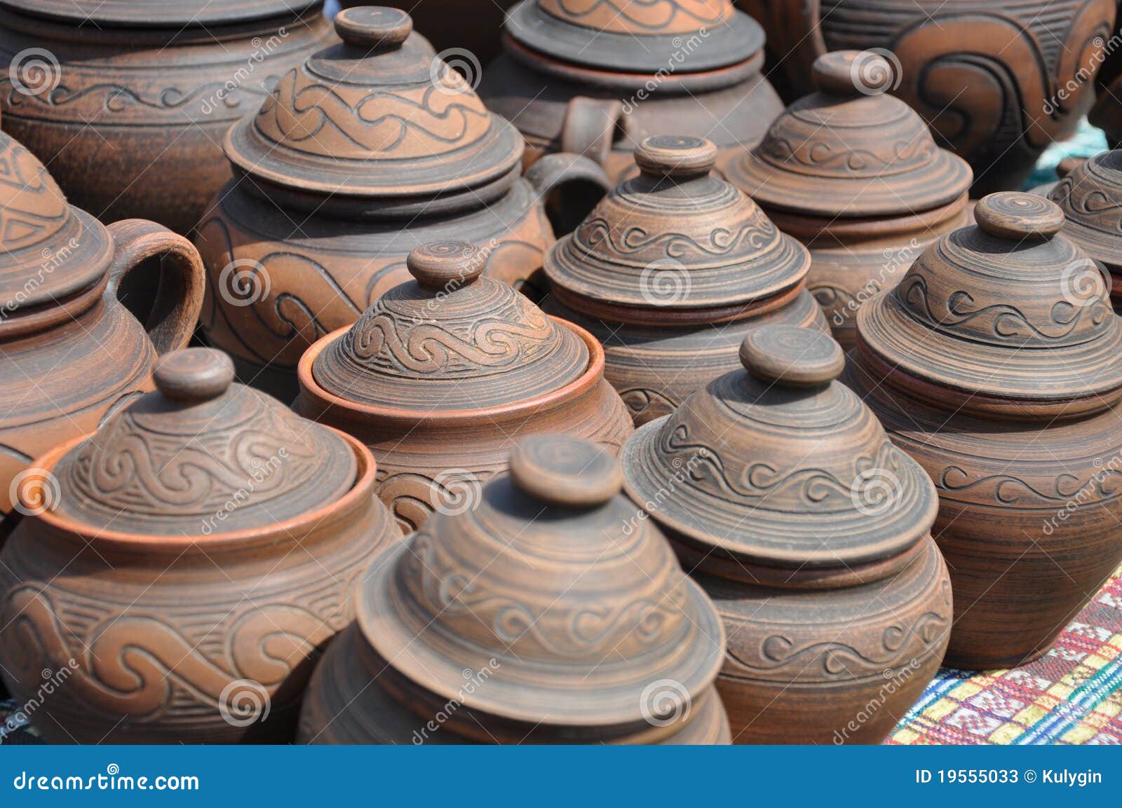 Folk art, pottery, pots stock image. Image of modeling - 19555033