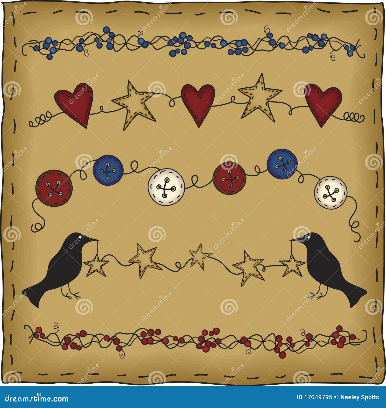 Folk Art Primitive Design Elements Stock Vector - Illustration of ...