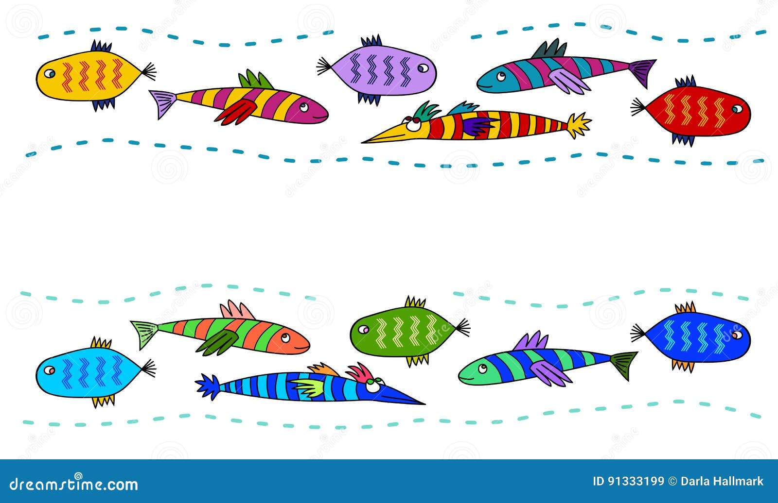 Folk Art Style Fish stock vector. Illustration of border - 91333199