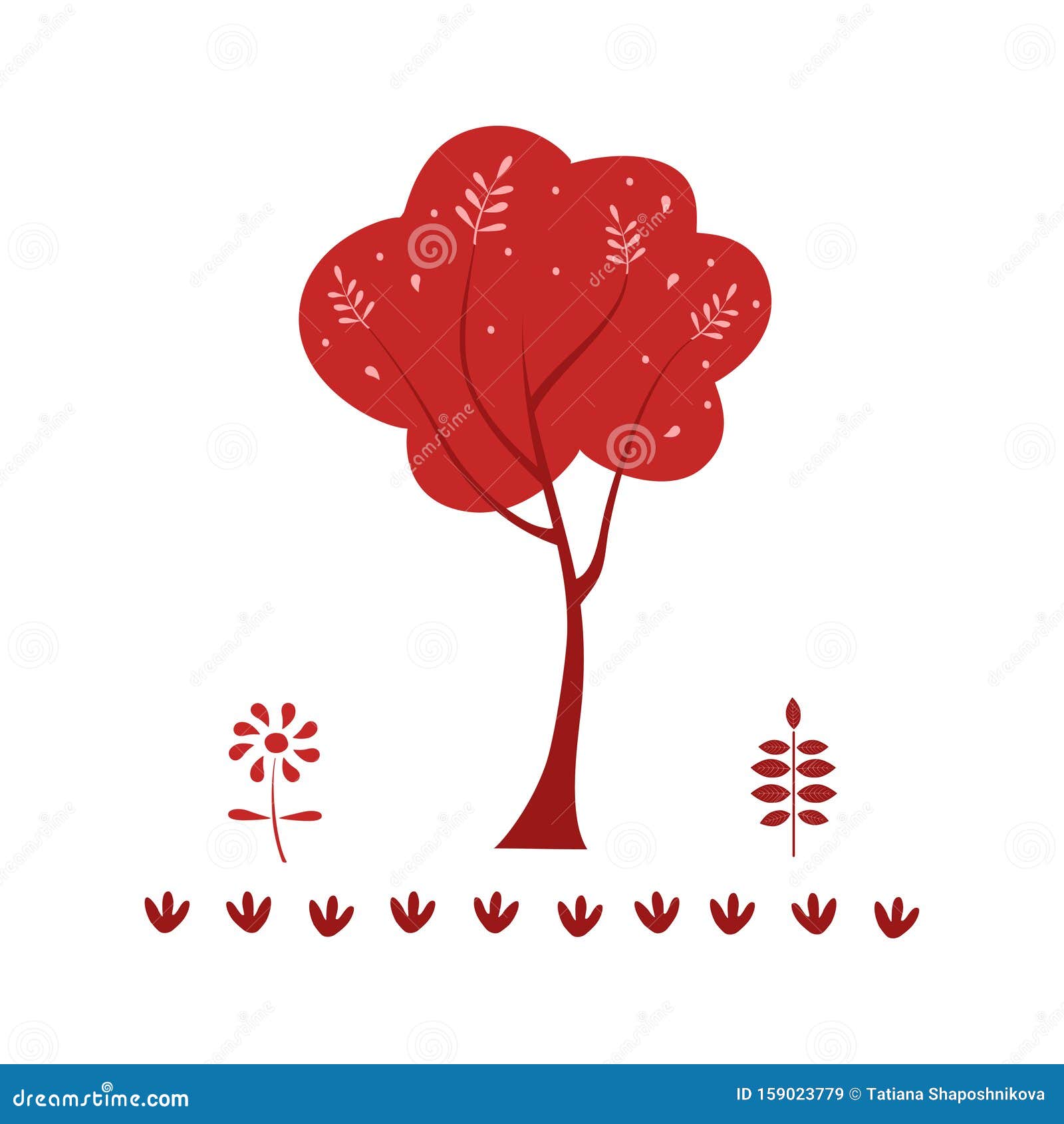 Folk Art. Tree Decorated in Folk Style with Decorative Elements Stock ...