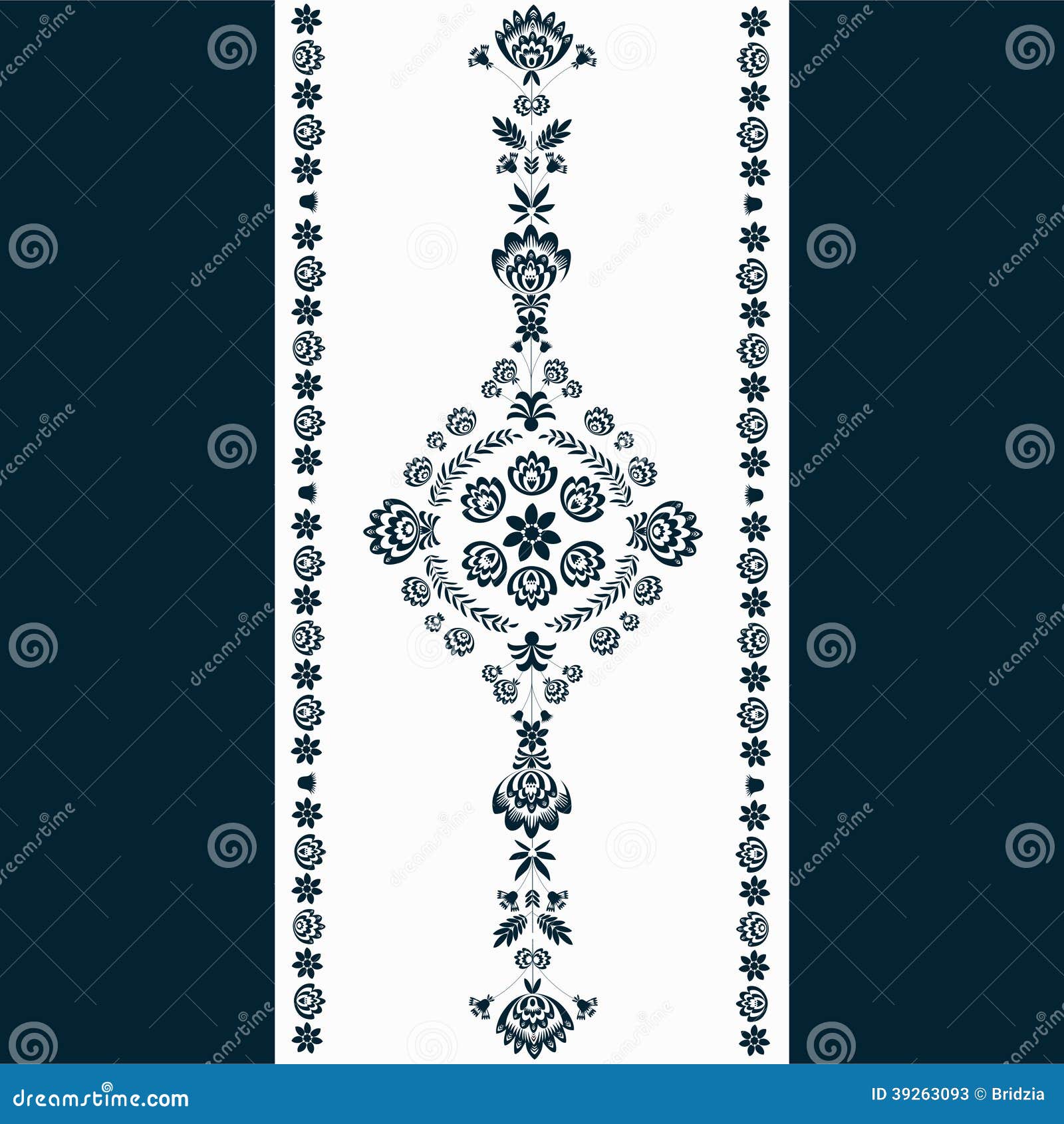 Folk border stock vector. Illustration of design, floral - 39263093