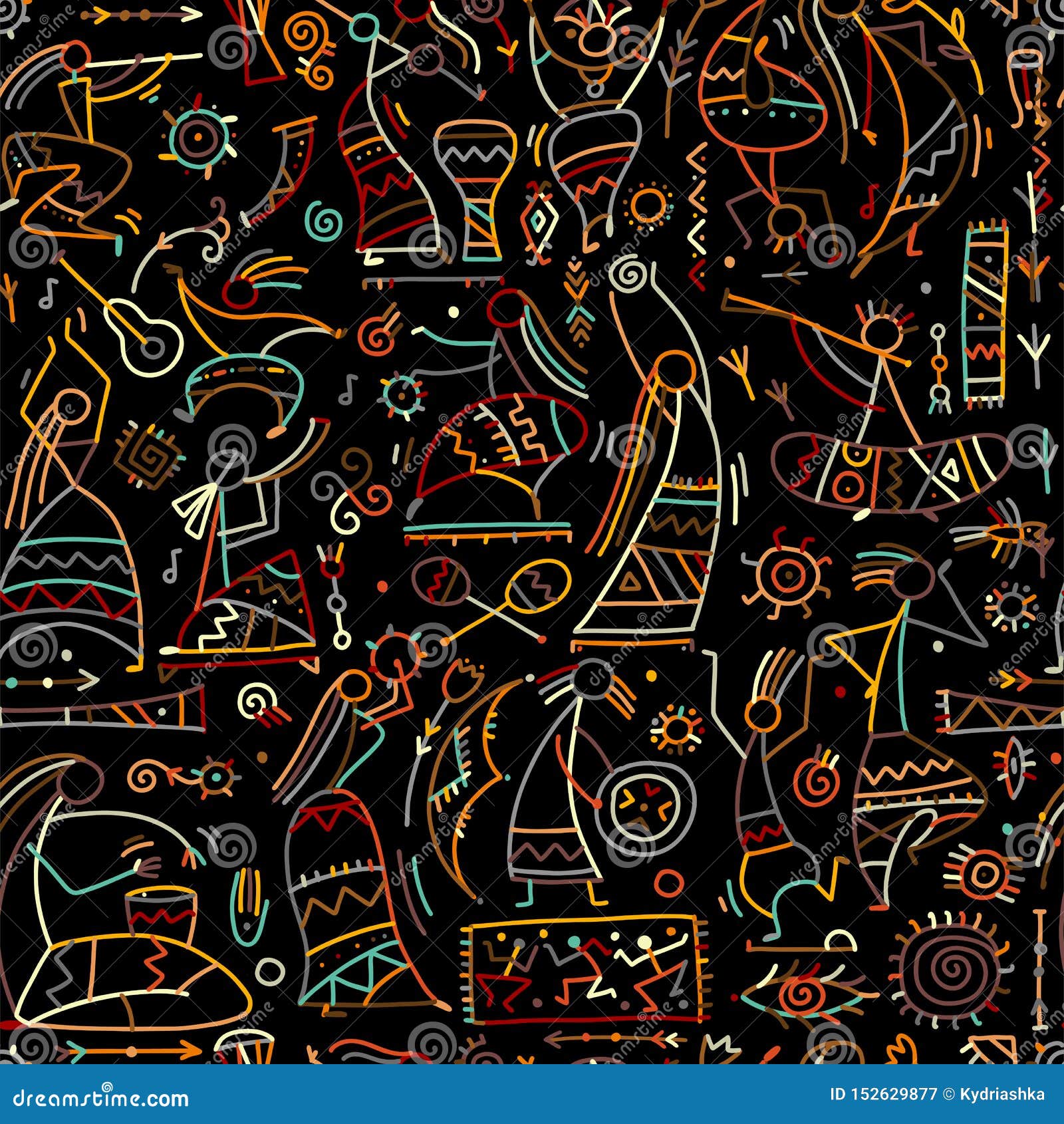 Folk Ethnic Dance, Seamless Pattern for Your Design Stock Vector ...