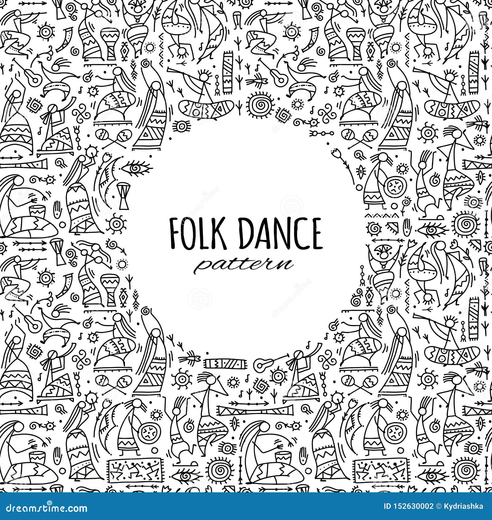 Folk Ethnic Dance, Seamless Pattern for Your Design Stock Vector ...