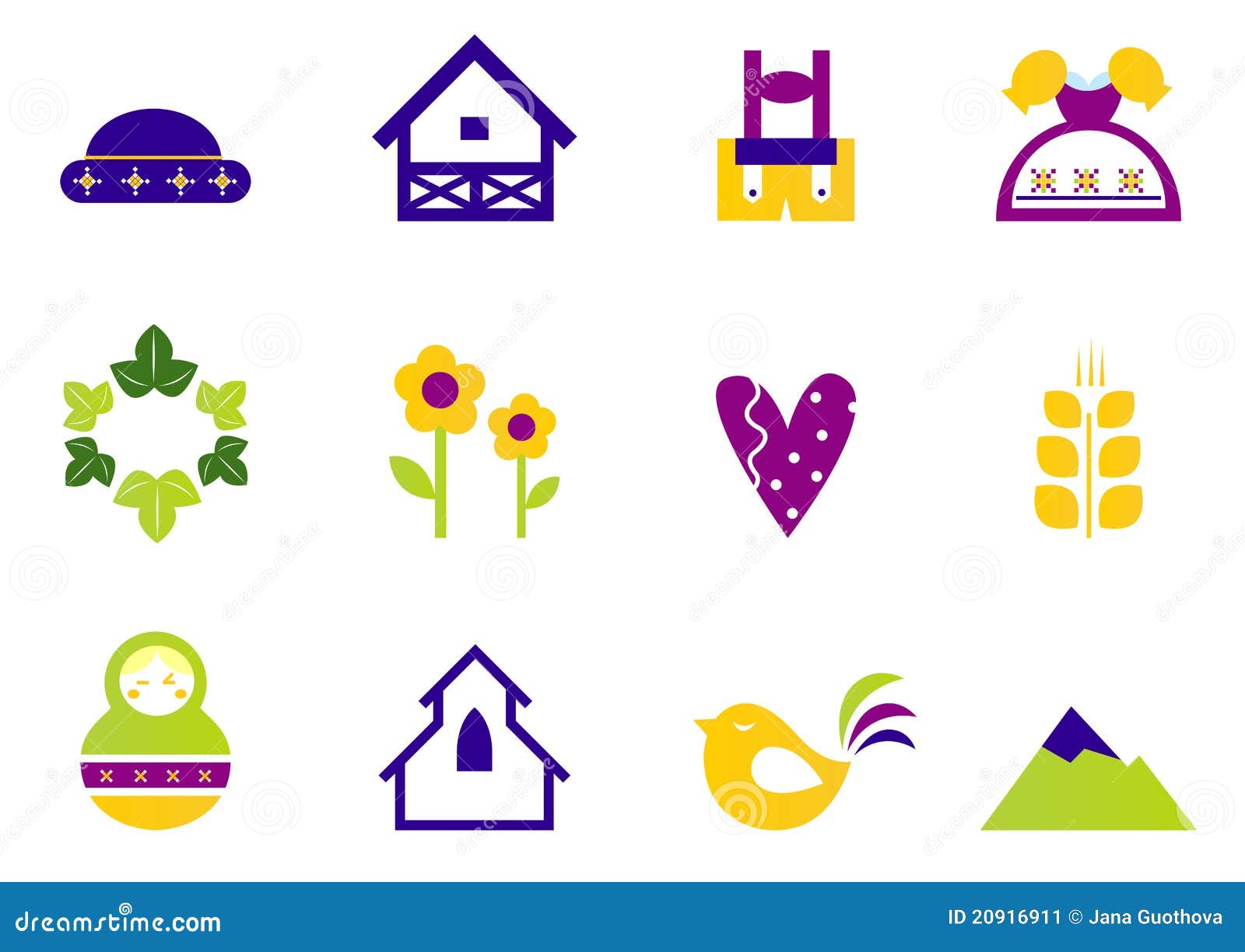 Folk, Nature and Traditional Design Icons. Stock Vector - Illustration ...