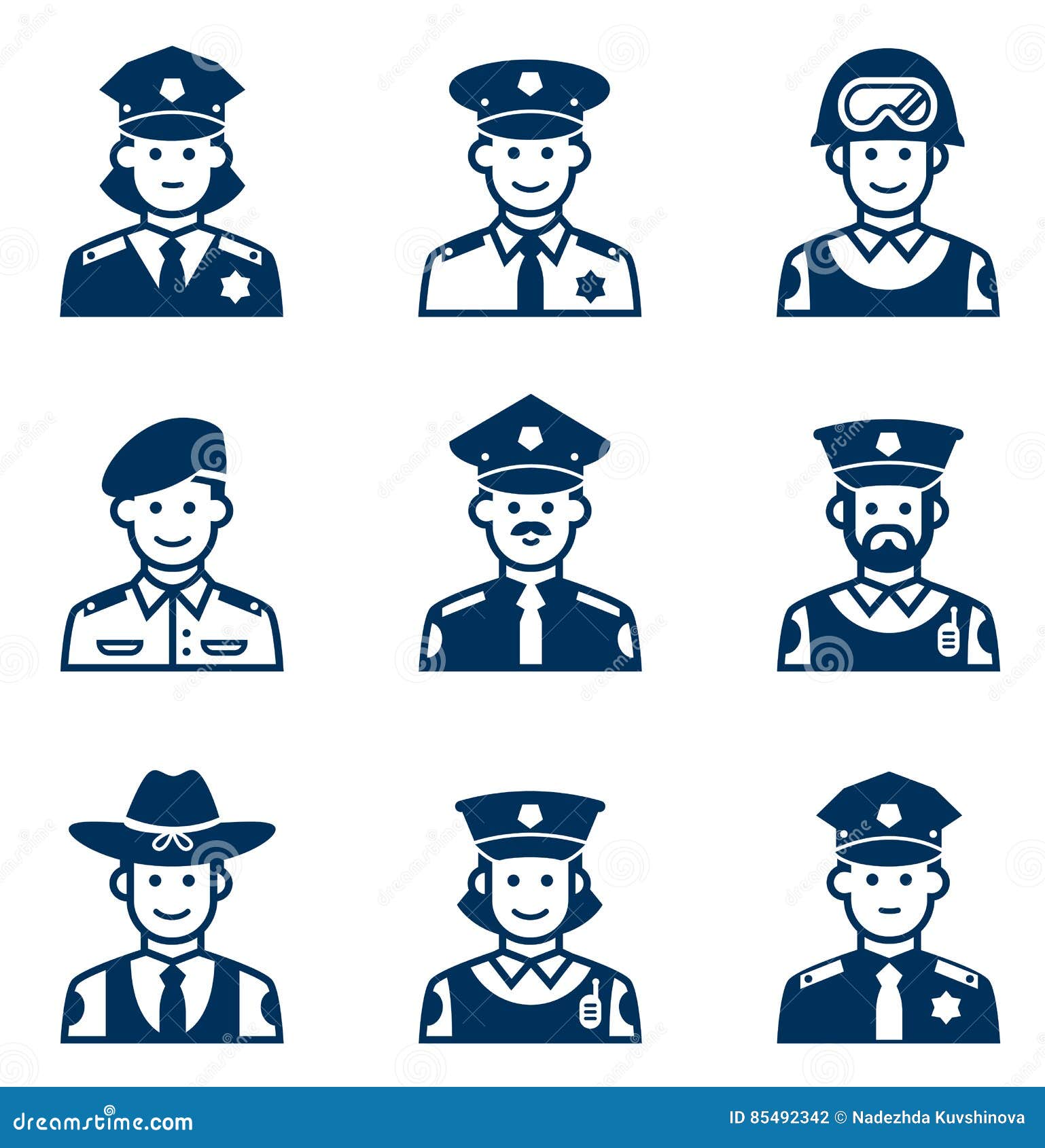 Folk Ockupationsymboler Polissymbol Stock Illustrationer - Illustration ...