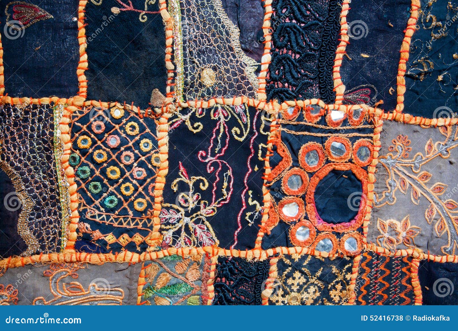 Folk Patterns on the Carpet, Sewn in Technique of Patchwork Stock Photo ...