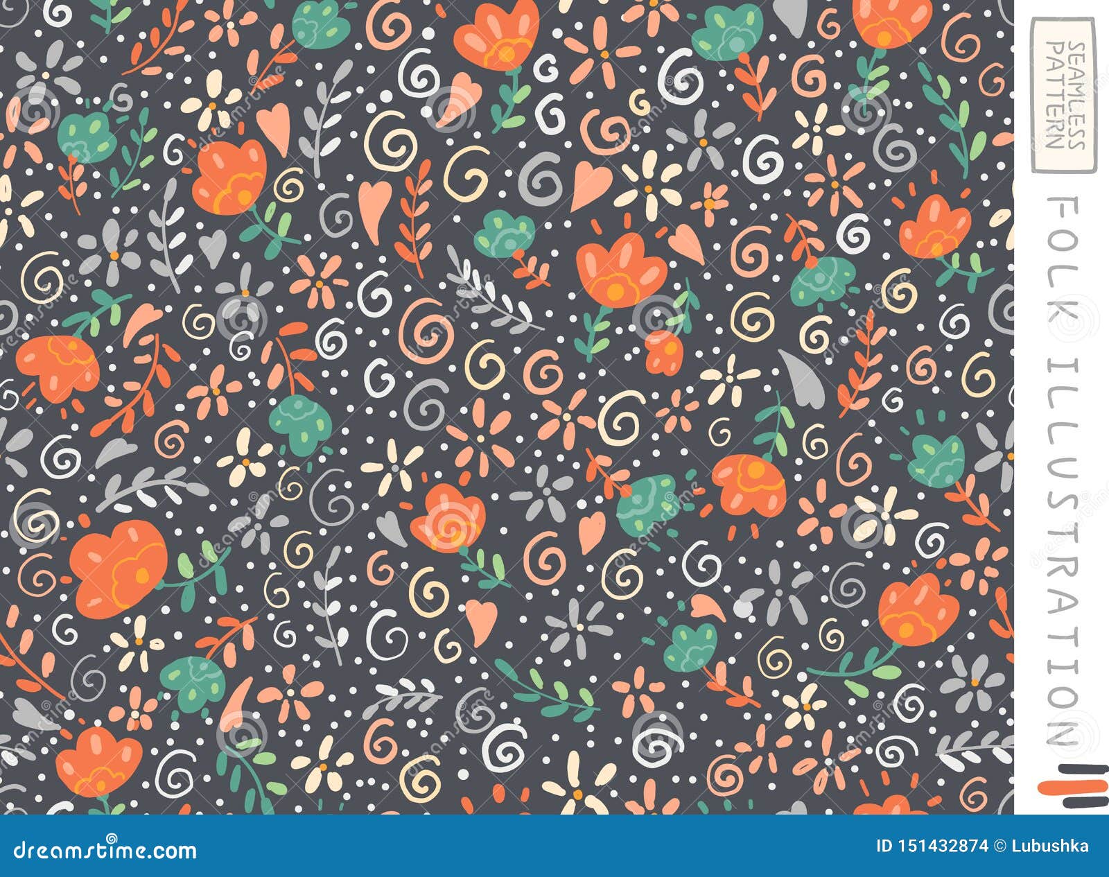 Folk seamless pattern. stock vector. Illustration of ornate - 151432874