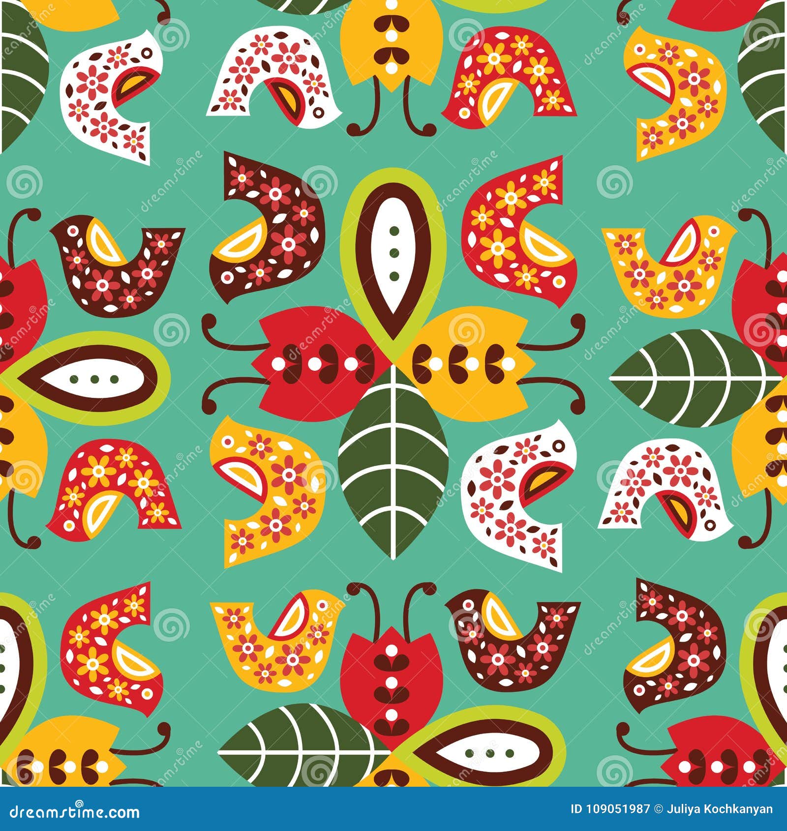 Folk Seamless Pattern in Scandinavian Style Stock Vector - Illustration ...