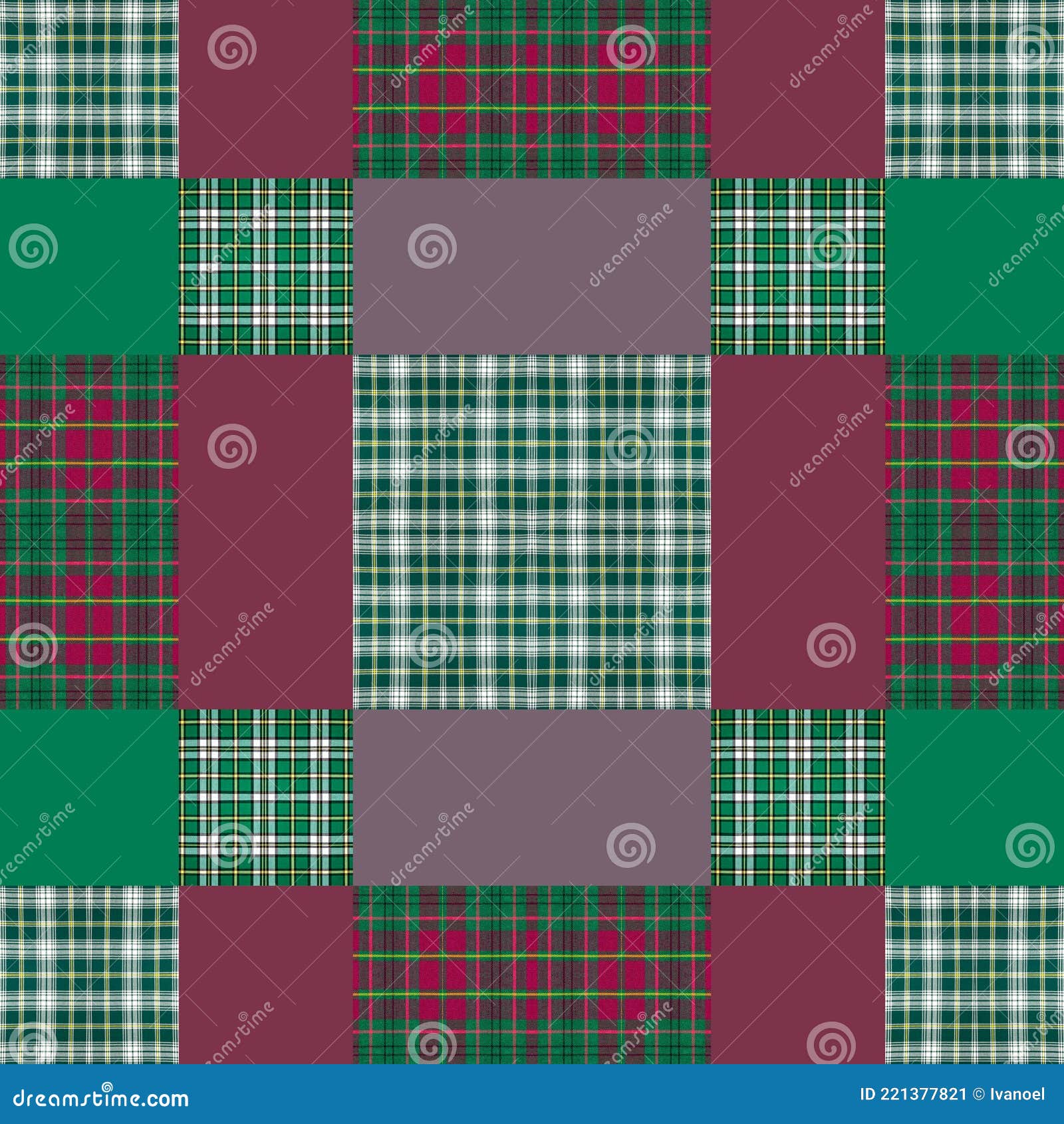 Tartan Patchwork Seamless Pattern Stock Image - Image of green, style ...