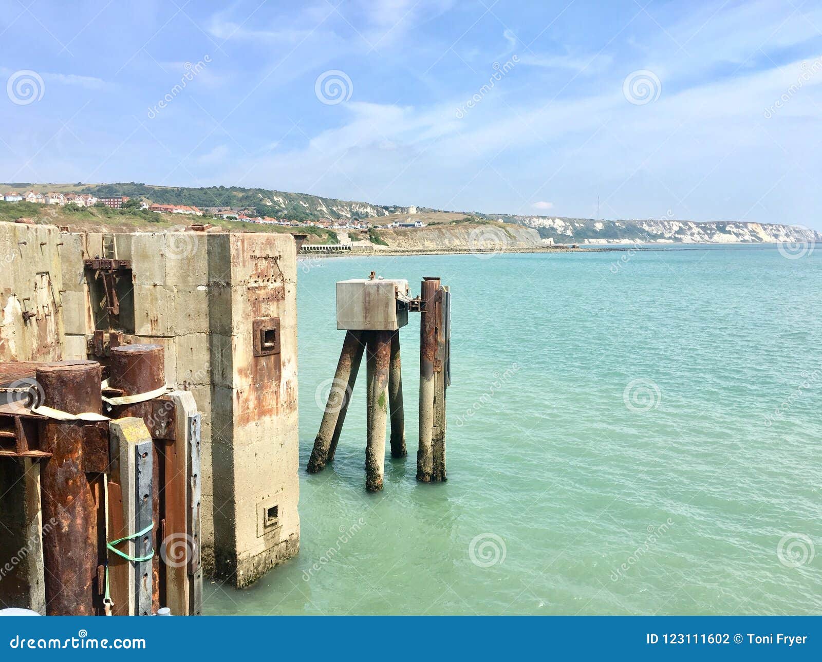 Concrete and Timber Structures in the Sea Stock Photo - Image of ...