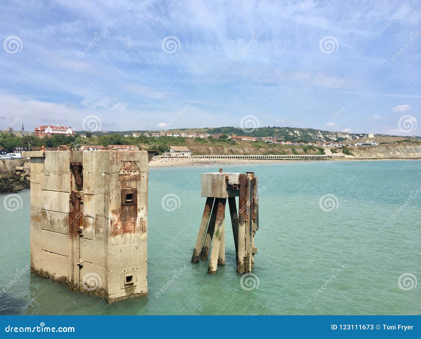 Concrete Structures in the Sea Stock Image - Image of folkestone ...