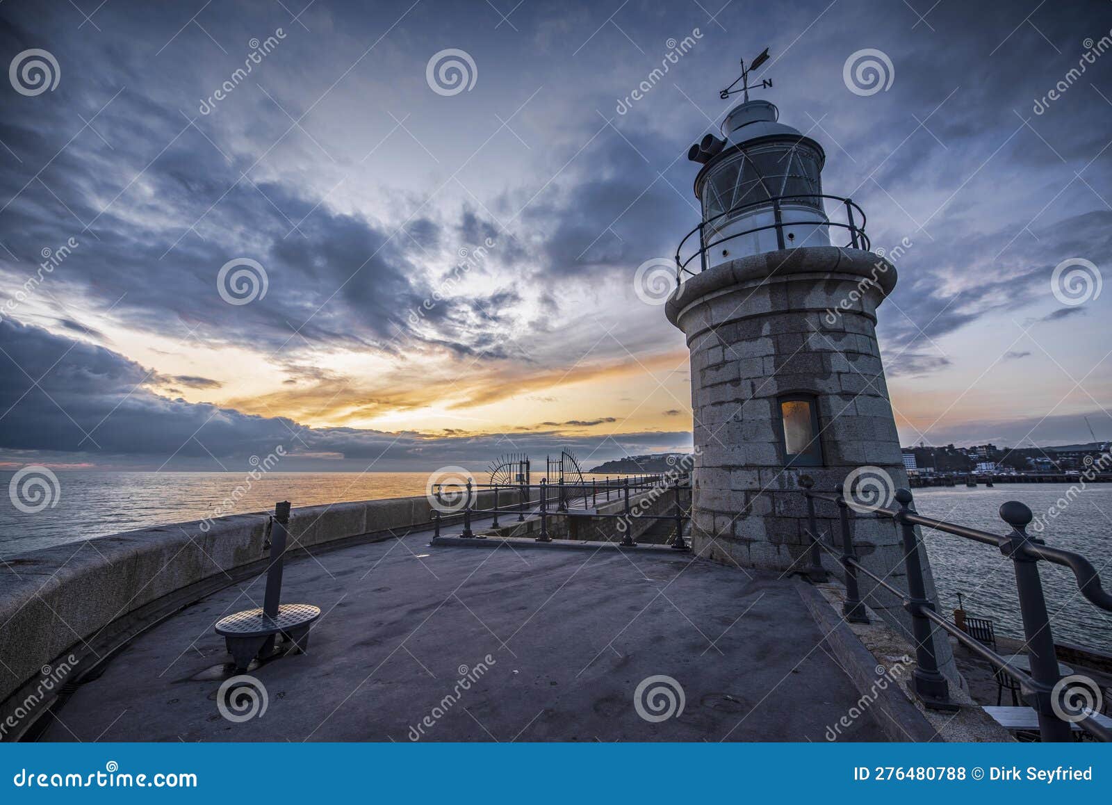 The Folkestone Lighthouse at Dusk Stock Photo - Image of background ...