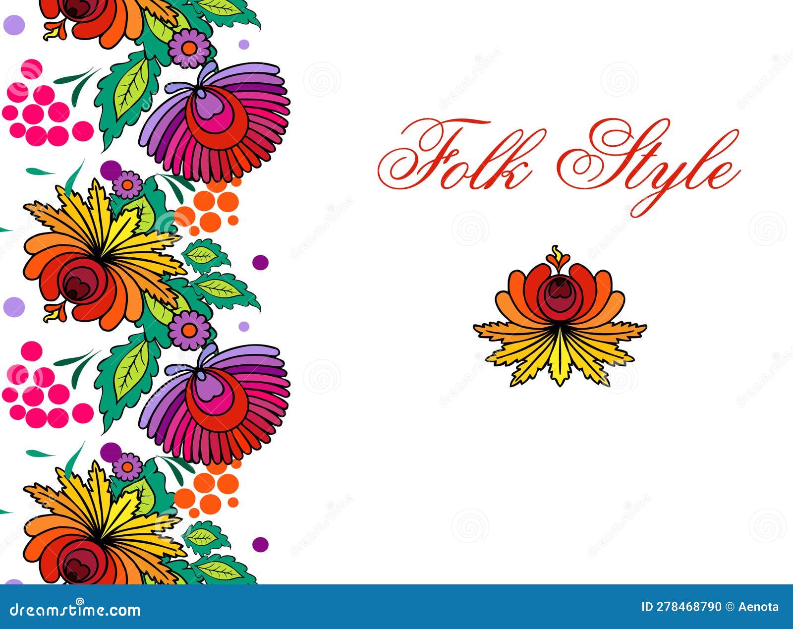 Folklore Floral Border - Polish Folk Style Flower Template Stock Vector ...