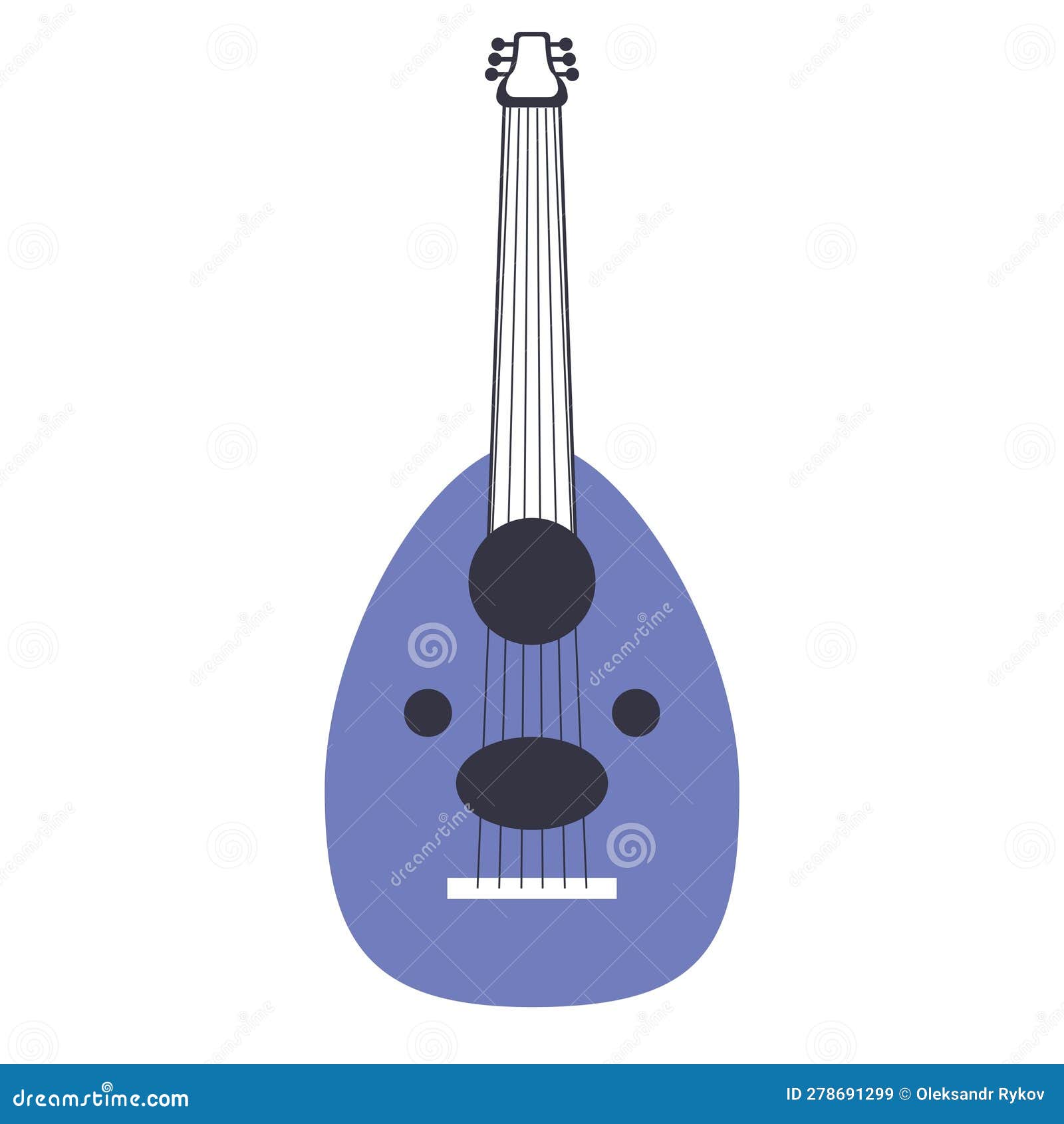 Musical Stringed Instruments In Cartoon Style Guitar, Violin, Balalaika ...
