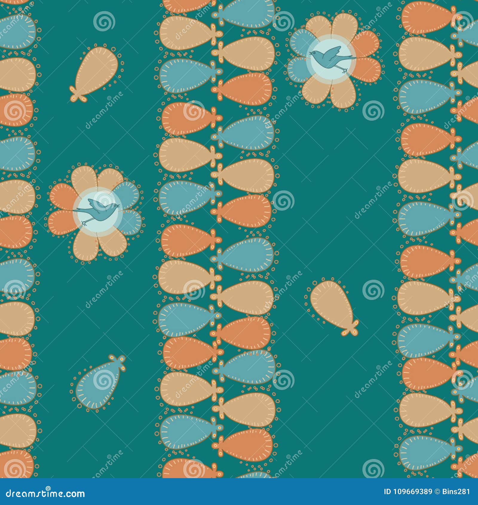 Folklore Pattern with Birds Stock Vector - Illustration of happy, bird ...