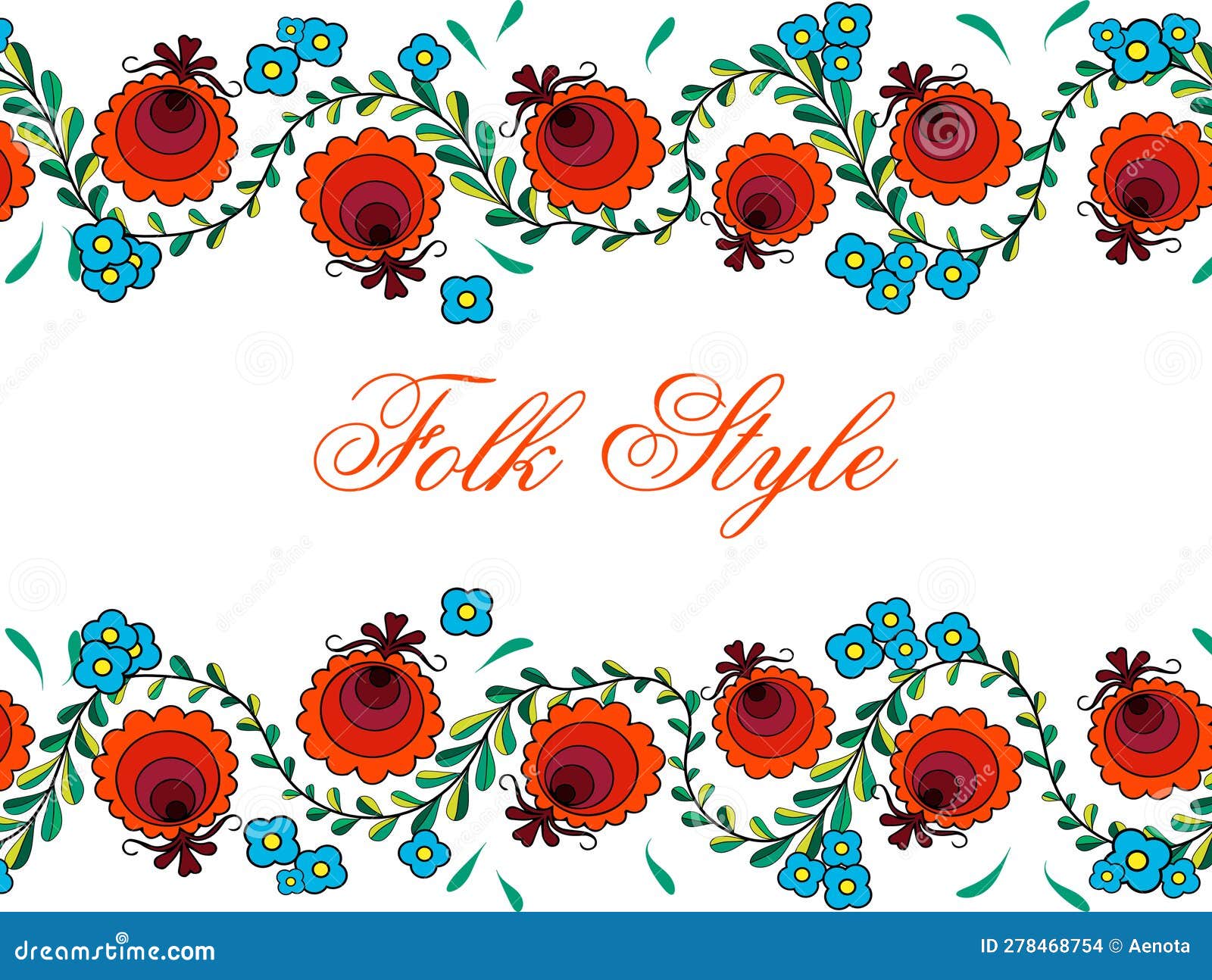 Folksy Floral Pattern - Russian Folk Style Flower Design Stock Vector ...