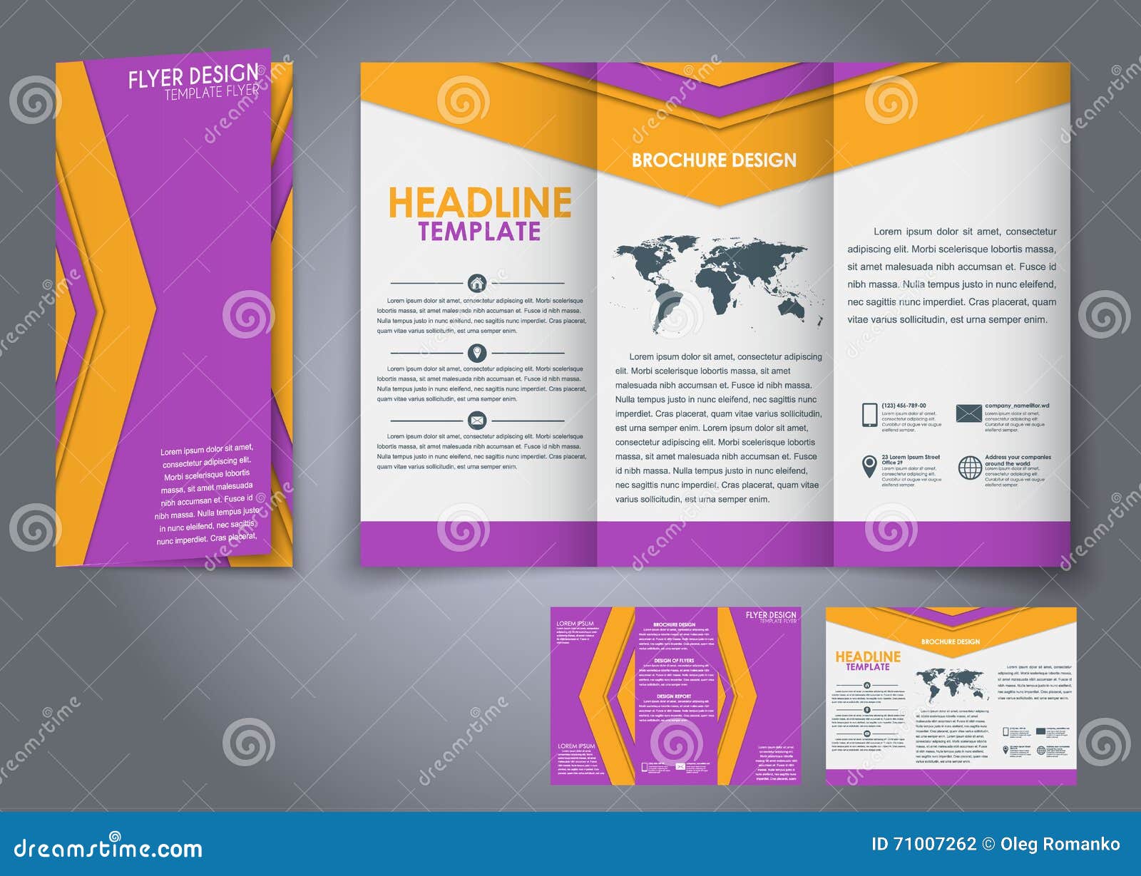 Folletos Plegables Triples De La Plantilla Ilustración del Vector ...