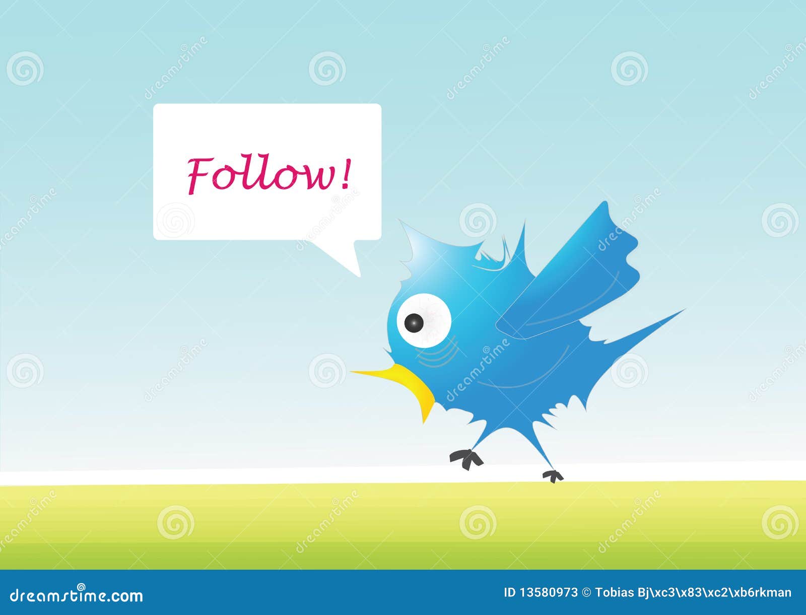 Follow stock illustration. Illustration of twitter, wings - 13580973