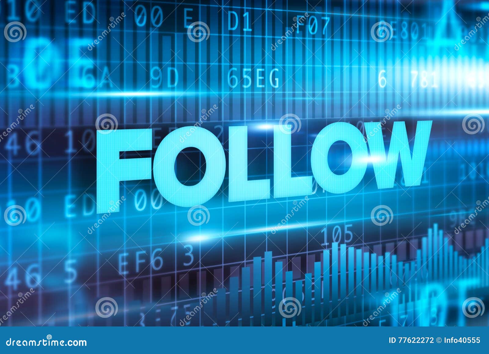 Follow Abstract Concept Blue Text Blue Background Stock Illustration ...