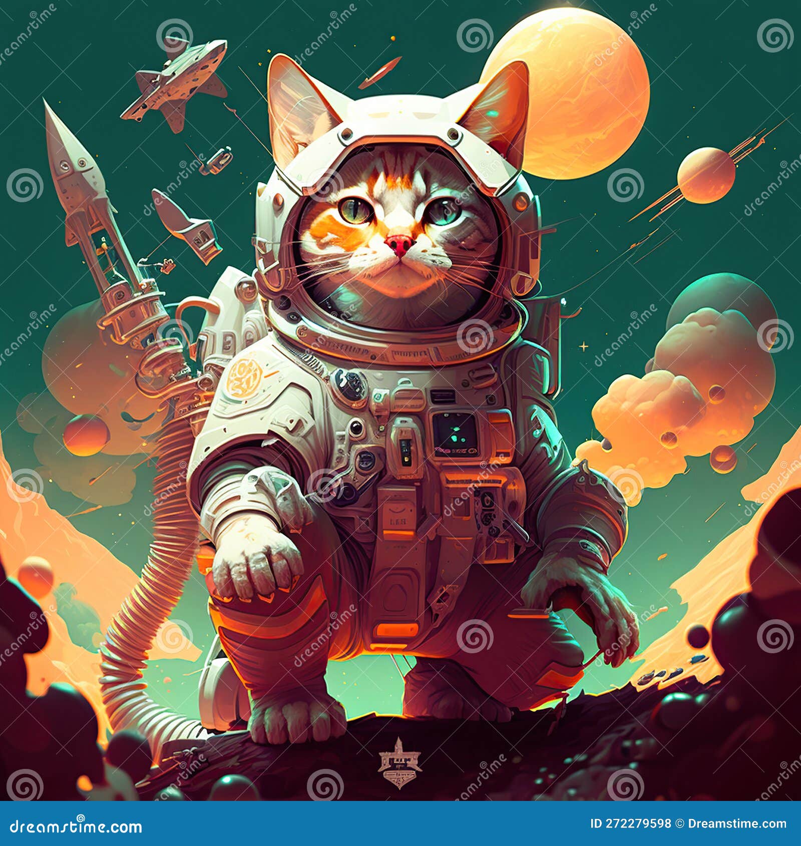 Follow the Adventures of Cosmo the Space Cat, Generative Ai Stock ...