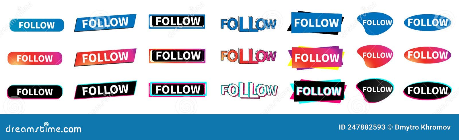 Follow - Button Design for Popular Social Networks. Social Media Stock ...