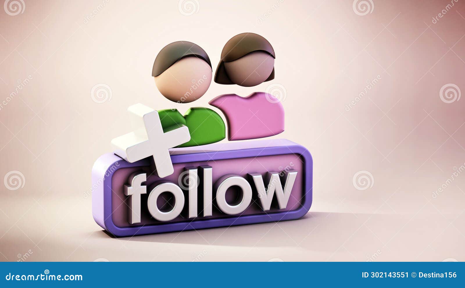 Follow Button and Generic Follower Icons. 3D Illustration Stock ...